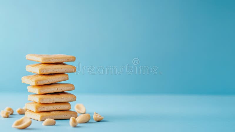 Peanut Brittle Stacked on Soft Blue Background Stock Photo - Image of ...