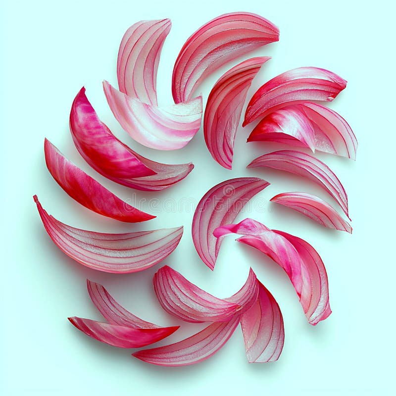 Red Onion Slices Arranged in a Spiral Culinary Display Isolated on ...
