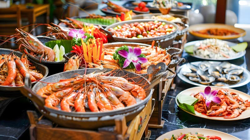 Visually Appealing and Bountiful Seafood Buffet Spread Showcasing a ...