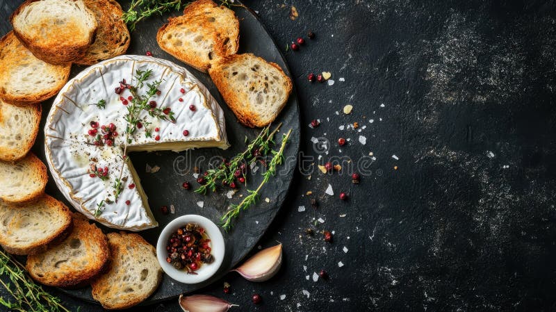 Elegant Brie Platter: a Gourmet Appetizer with Toasted Bread and Fresh ...