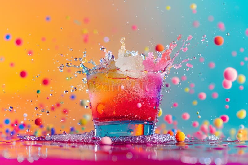 Colorful Drink with Water Splash Stock Illustration - Illustration of ...