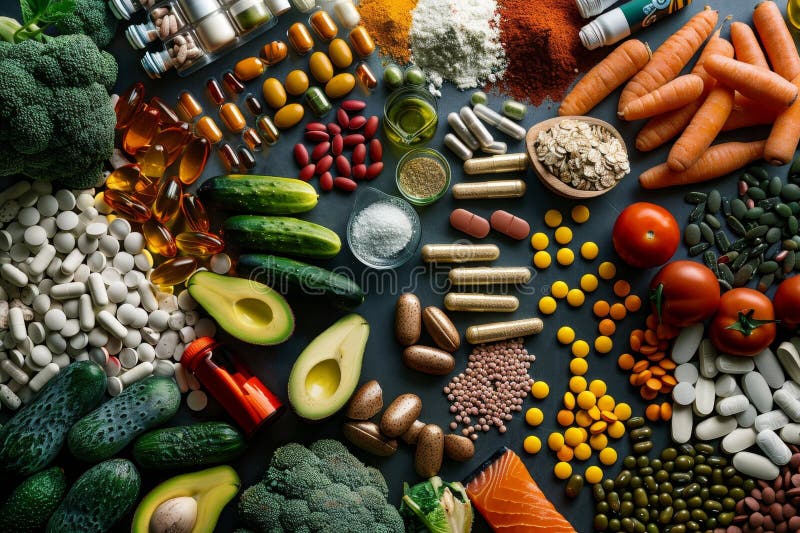 A Visually Appealing Collage of Vitamin-rich Foods, Supplements ...