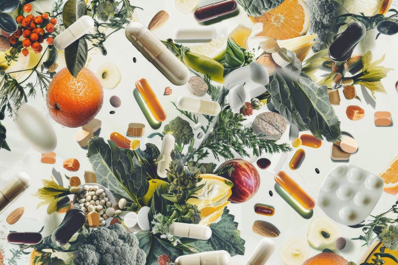 A Visually Appealing Collage of Vitamin-rich Foods, Supplements ...