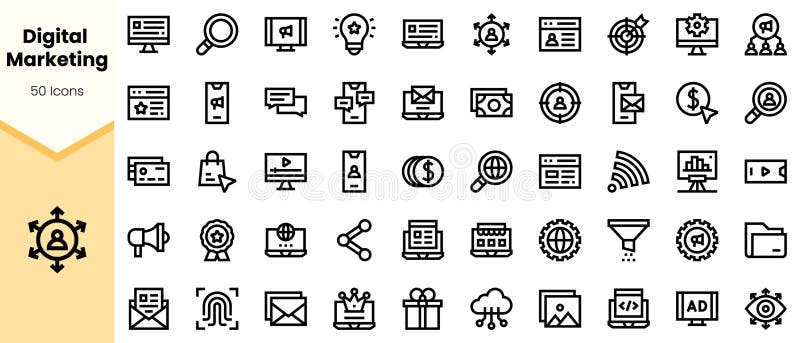 A Visually Appealing Collection of Digital Marketing Icons in a ...