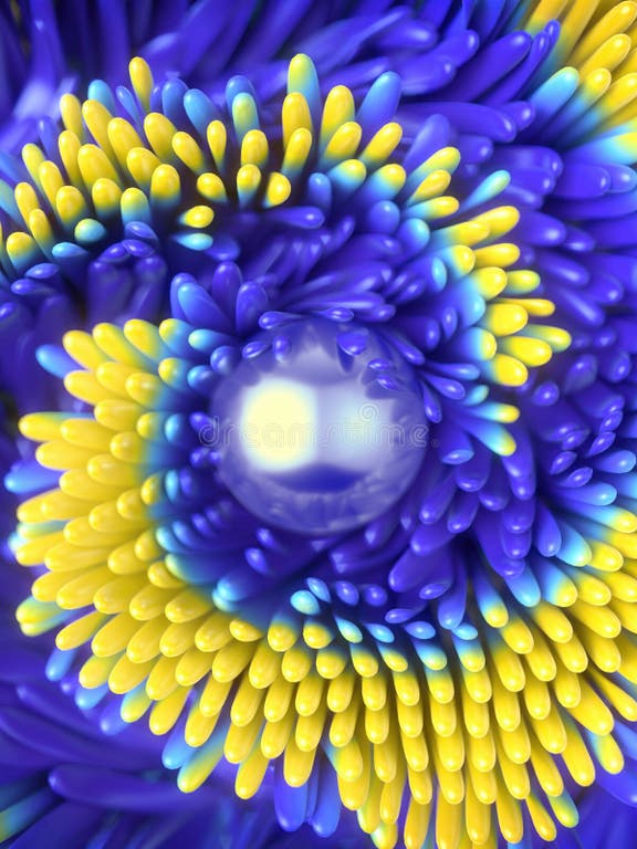 Composition with a Metal Ball on a Multi-colored Surface and a Yellow ...