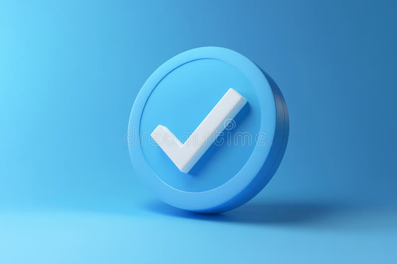This is a Visually Appealing 3D Blue Check Mark Icon that Symbolizes ...