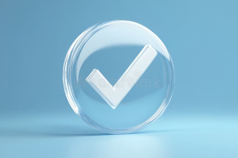 A Visually Appealing 3D Transparent Checkmark Icon Displayed Against a ...