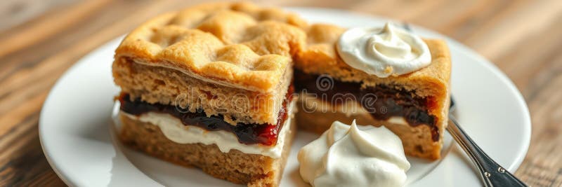 Deliciously Layered Dessert with Cream and Chocolate Filling Served on ...