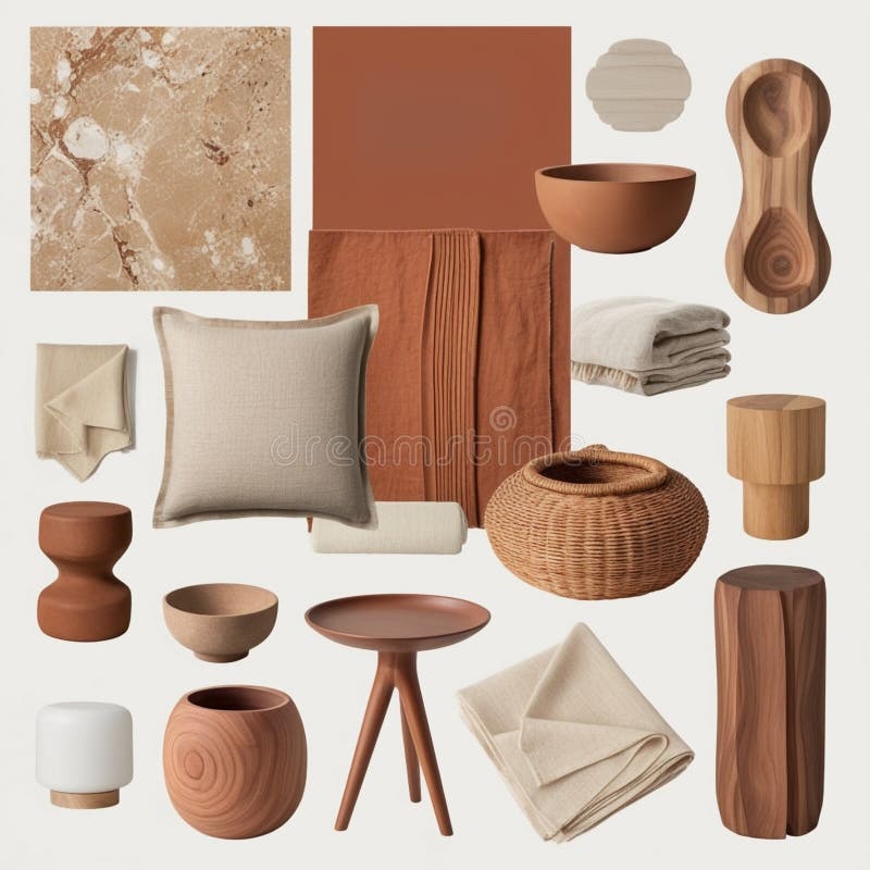 A Visually Appealing Display Featuring Various Brown and White Objects ...