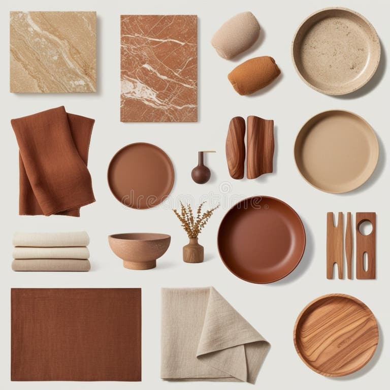 A Visually Appealing Display Featuring Various Brown and White Objects ...