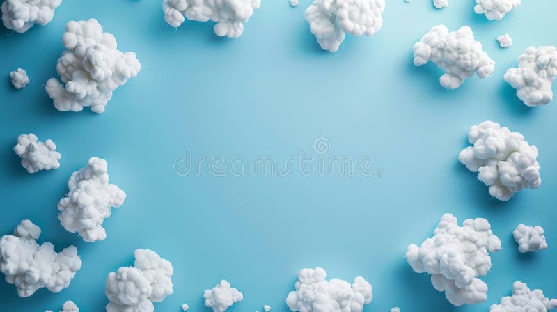 Frame Border Background of Cloud Computing Concept with Fluffy White ...