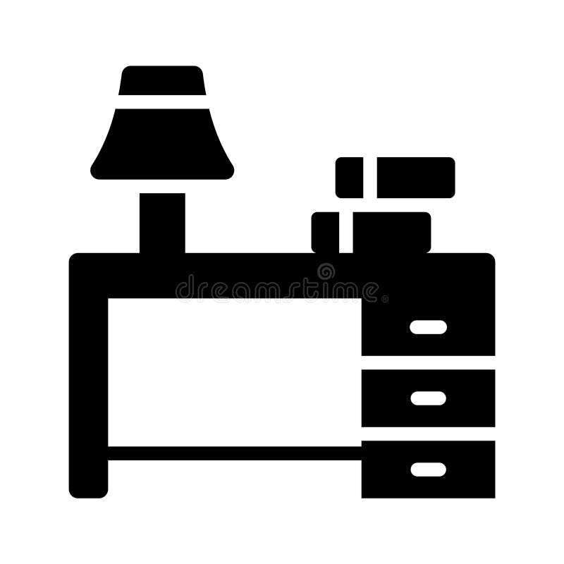 A Visually Appealing Glyph Icon Showing Study Table Setup Stock Vector ...