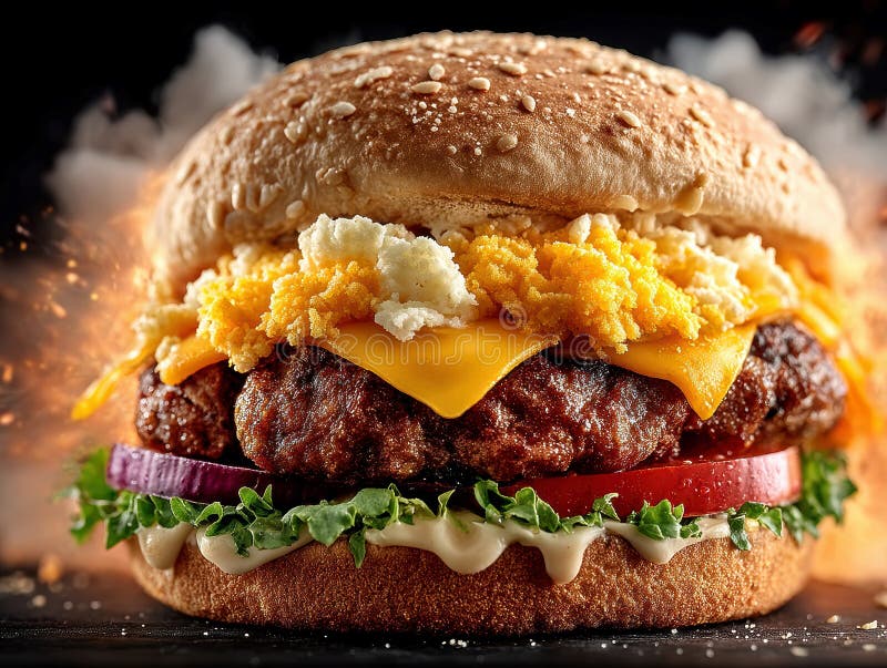 A Visually Appealing, High-quality Gourmet Burger Image Set Against a ...