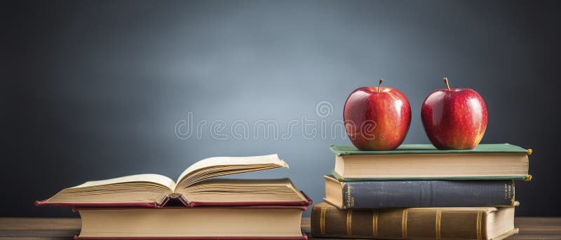 Stack of Books with Two Apples on Top - Educational and Wholesome ...
