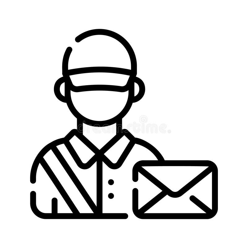 Visually Appealing Line Style Icon Showing Postman Character Stock ...