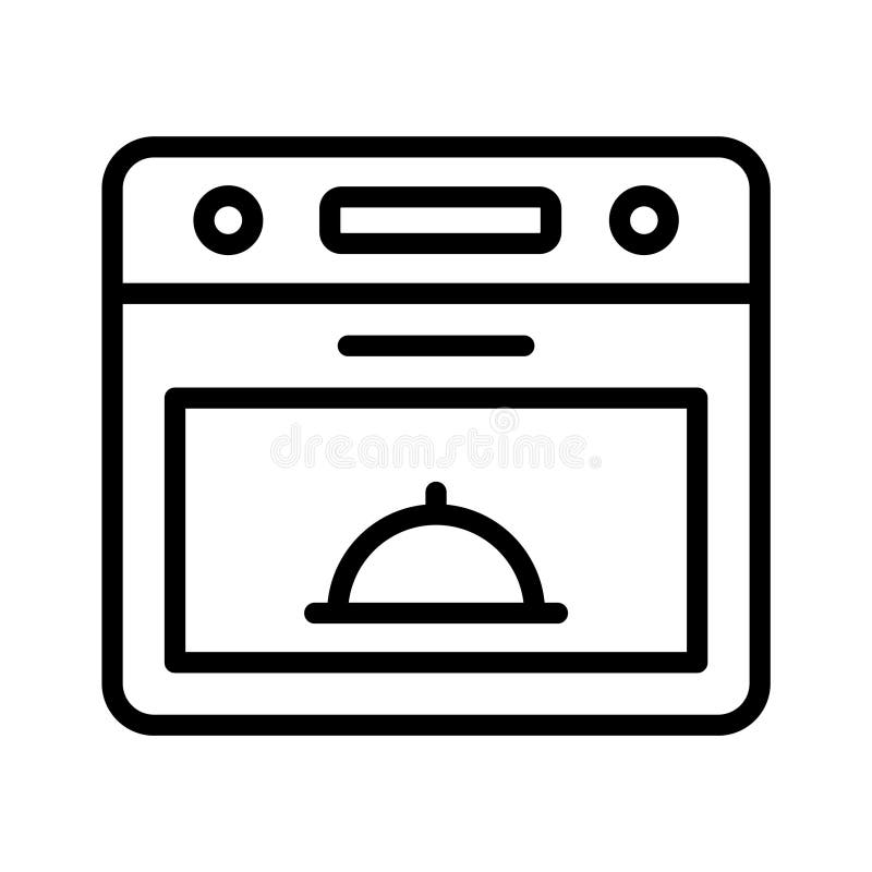 Visually Appealing Linear Style Icon Depicting Baking Oven Cooking ...