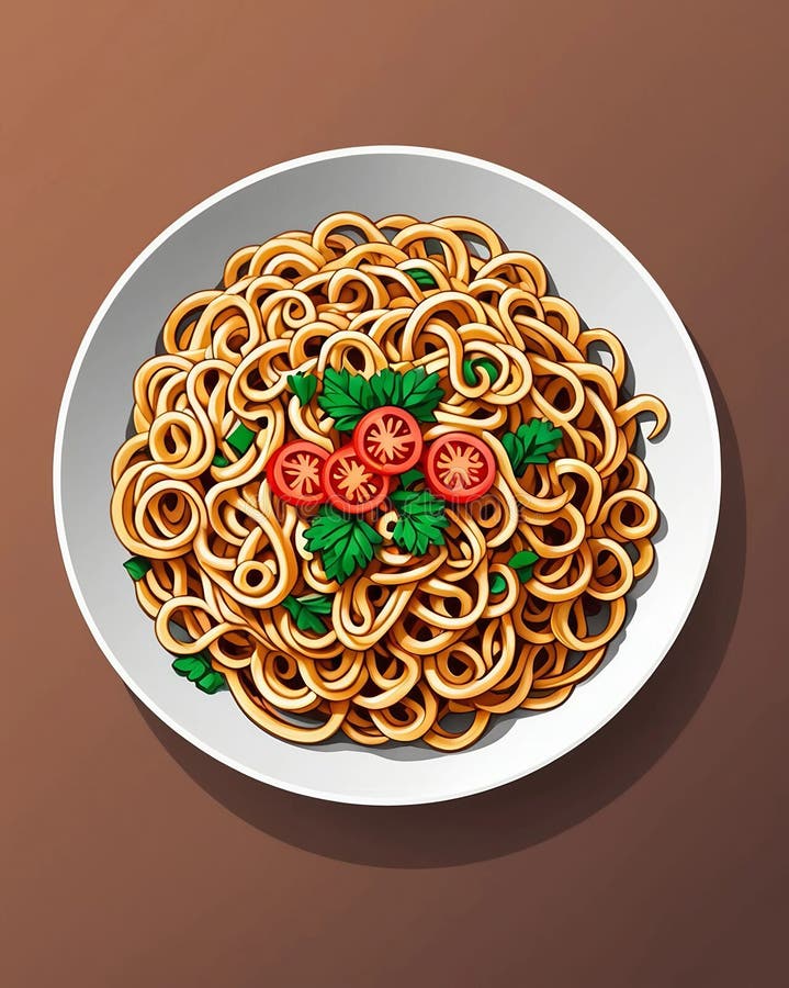 A Visually Appealing Noodle Dish with Vibrant Tomato and Herb Toppings ...