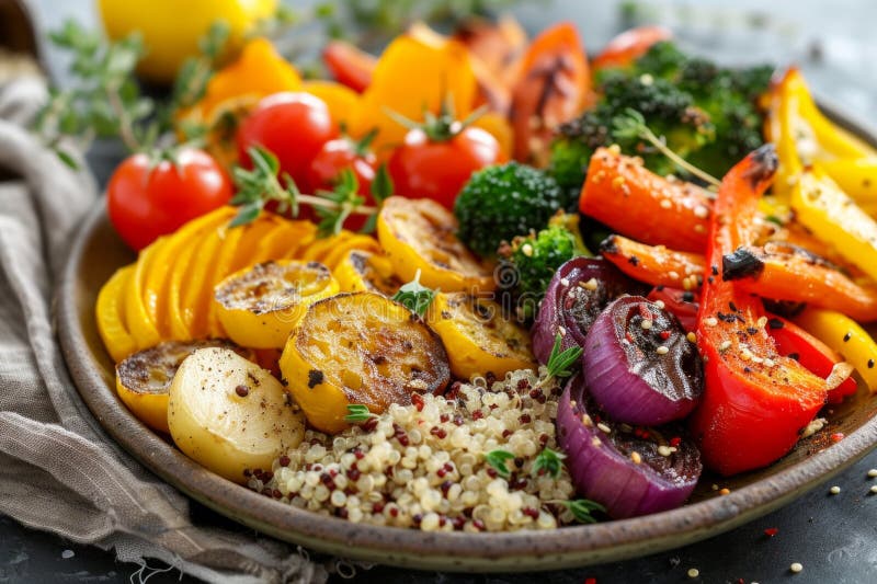 A Visually Appealing Plate Featuring a Variety of Roasted Vegetables ...