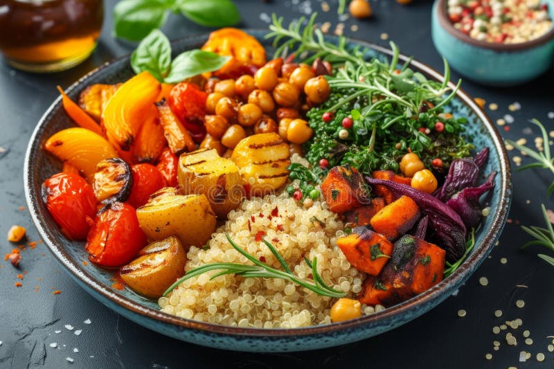 A Visually Appealing Plate Featuring a Variety of Roasted Vegetables ...