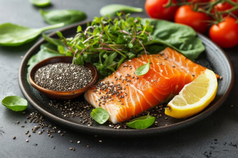A Visually Appealing Plate Showcasing Foods Rich in Omega-3 Fatty Acids ...