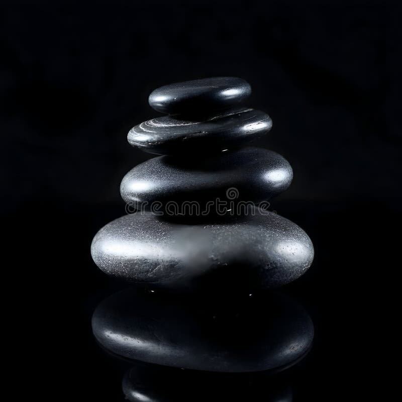 AI Generated Image Dark Smooth Stones Stacked in a Pyramid Shape Stock ...