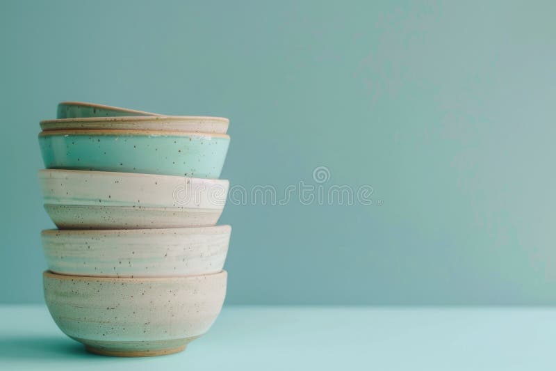 Stack of Handmade Ceramic Bowls in Pastel Tones - Perfect for Kitchen ...