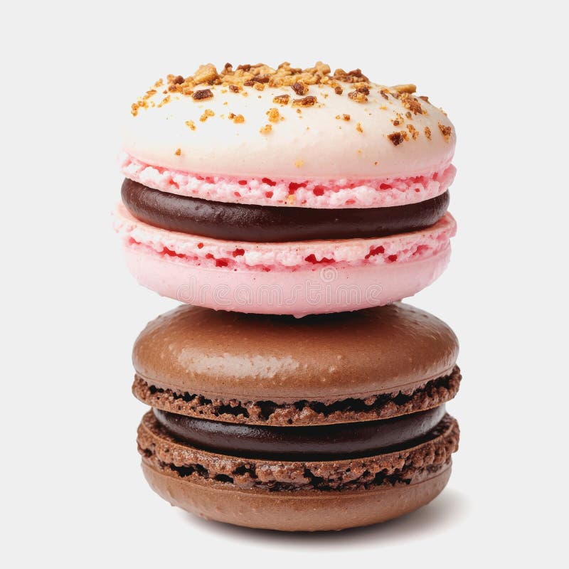 Delightful Macarons Stacked on White Background, Showcasing Elegance ...