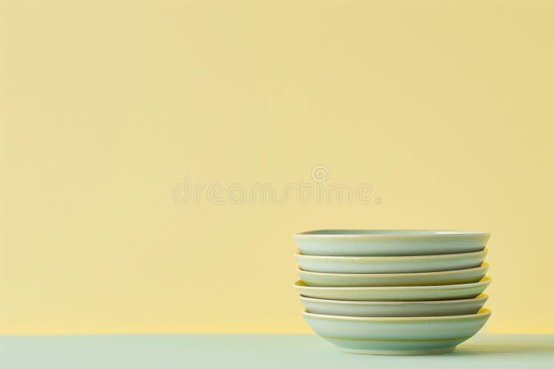 Modern Ceramic Plates Stack on Pastel Background for Kitchen Decor and ...