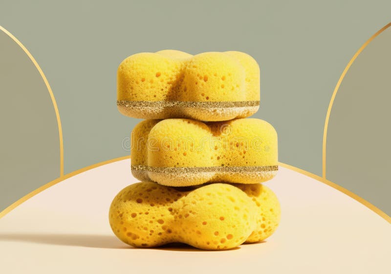 Stack of Yellow Sponges on a Soft Background, Ideal for Cleaning and ...