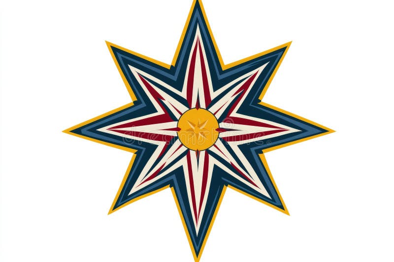 Abstract Eight-Pointed Star Mandala in Red, White, and Blue Stock ...
