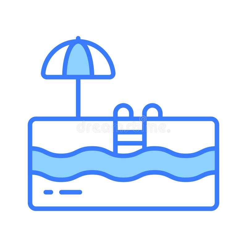 Swimming Pool Trendy Icon, Line Style Isolated on White Background ...