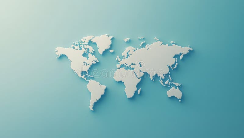 Visually Appealing White Map World Set Against Blue Background Stock ...