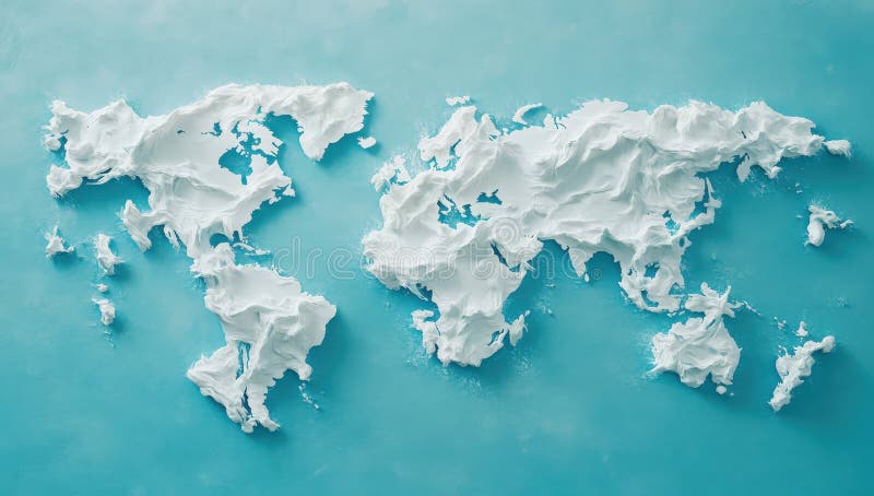 A Visually Appealing White Map of the World Set Against a Blue ...