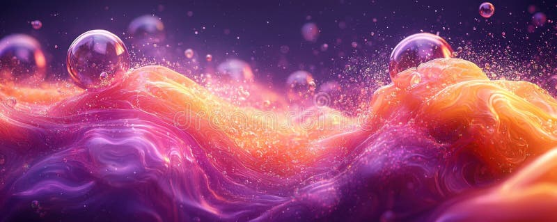 Abstract Color Gradient with Luminous Spheres and Shimmering Surface ...