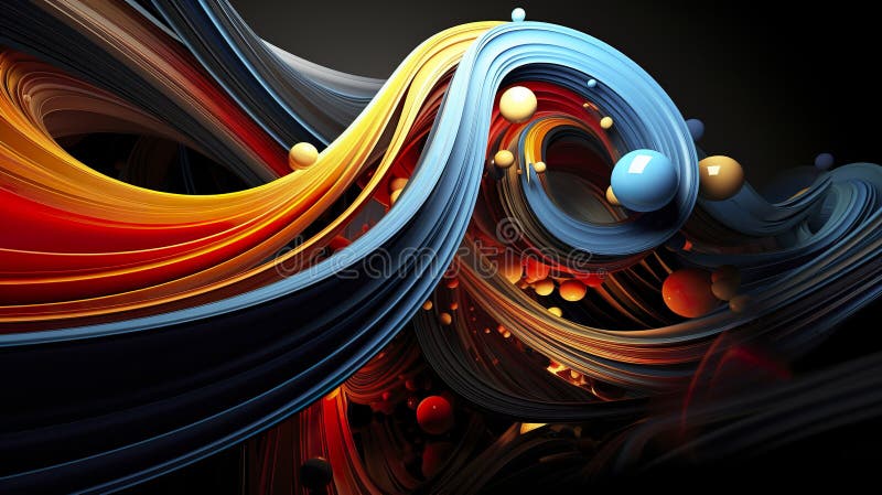 A Visually Captivating Background Features 3D Abstract Waves. Stock ...