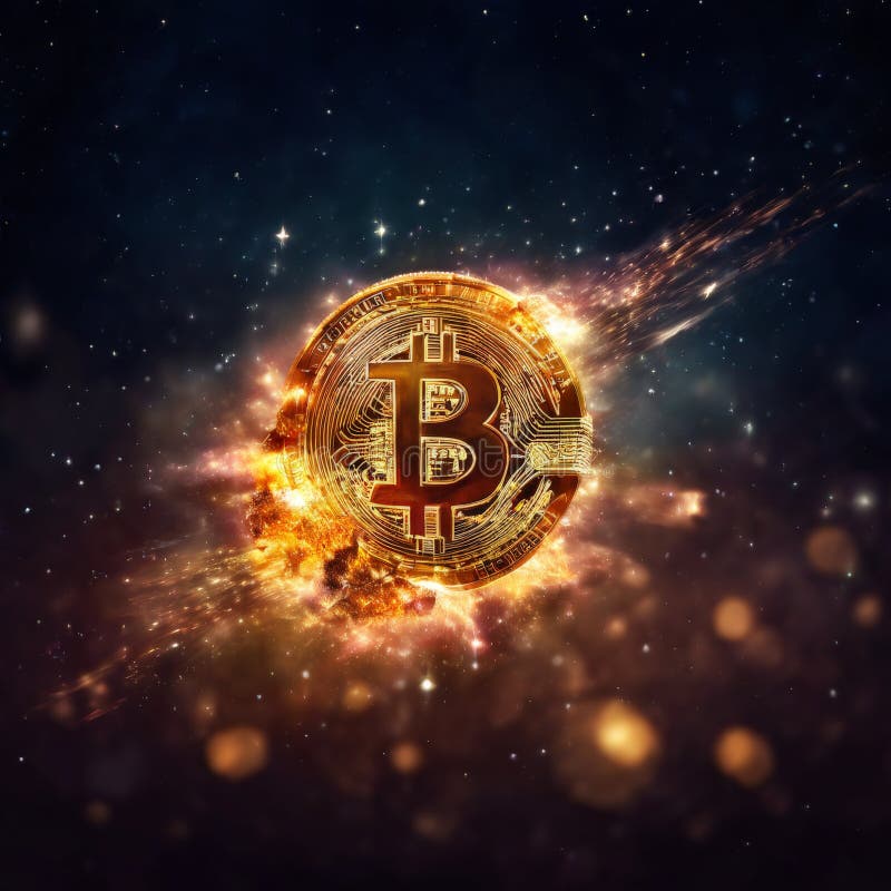 Cosmic Bitcoin Symbol with Glowing Energy in Space Stock Image - Image ...