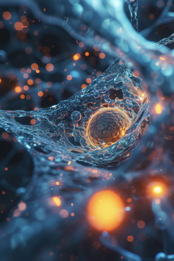 Nano Molecular Cell Intricate Details Highlighted in Glowing, Sci Fi ...