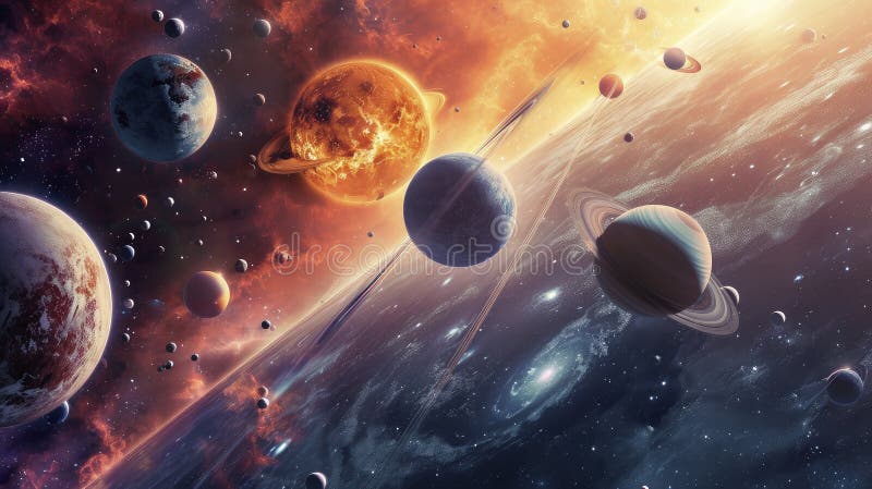 A Visually Captivating Digital Artwork Depicting a Stylized and Colorful Rendition of the Solar ...