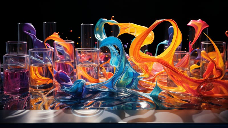 Vibrant Fluid Dynamics: Intricate Patterns in Swirling Liquids Stock ...
