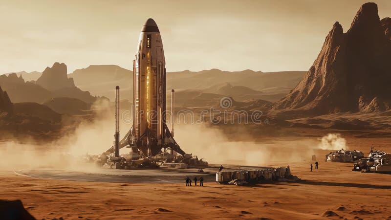 A CuttingEdge Futuristic Mars Base Featuring a HighTech Rocket ...