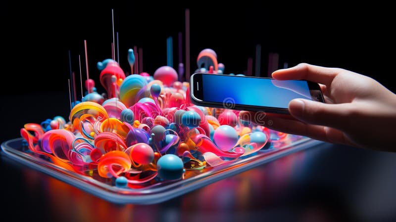 Immersive Virtual World: Abstract Mobile Device Connecting Stock ...