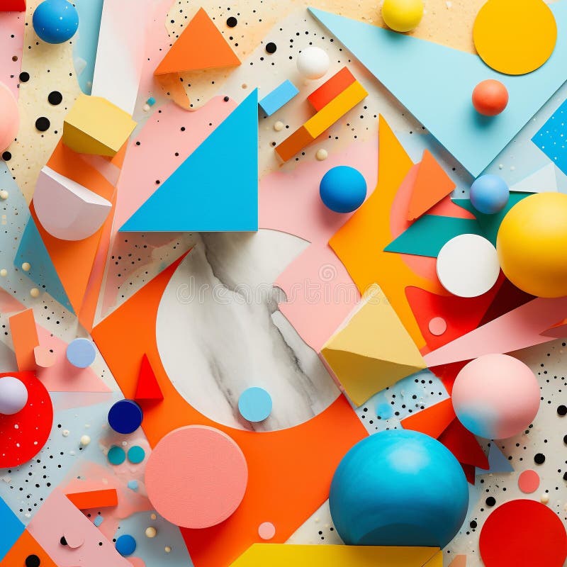 Dynamic Geometric Abstraction on White Marble Stock Illustration ...