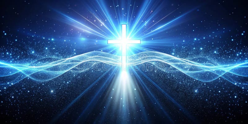 Celestial Cross Radiant Light and Waving Energy Emanating from a ...