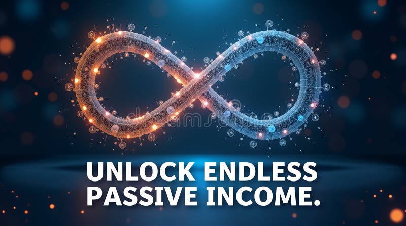 Abstract Infinity Sign with Glowing Particles and Mixed Media Elements ...