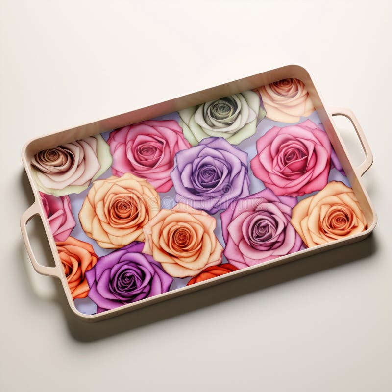 Visually Captivating Paper Tray with Romantic Rose-Inspired Pattern ...