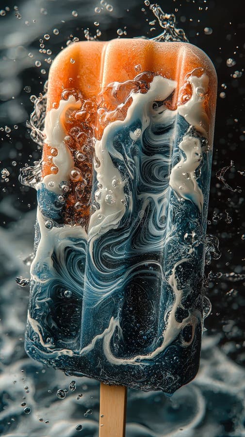 Swirling Ocean Wave Popsicle with Vibrant Color Blend Stock Photo ...