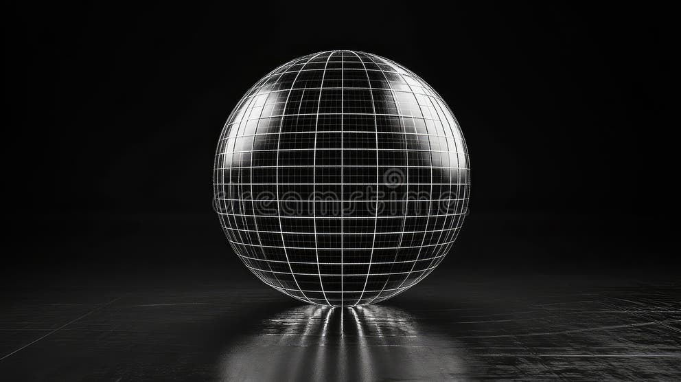 Visually Captivating Rotating Grid Sphere Animation on Black Backdrop ...