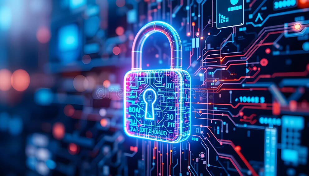 A Visually Compelling Illustration Showcasing a Luminous Padlock with ...