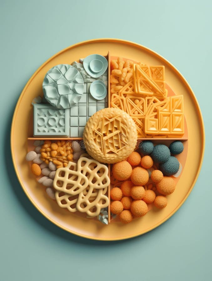 A Visually Dynamic Plate of Fresh 3D Printed Snacks Arranged in an ...