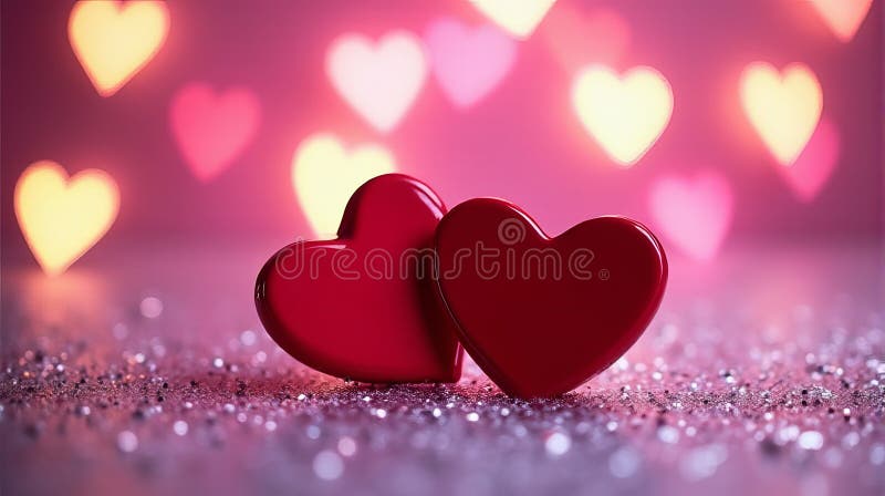 Heartfelt Connection: Two Hearts with Sparkling Background (Generated ...